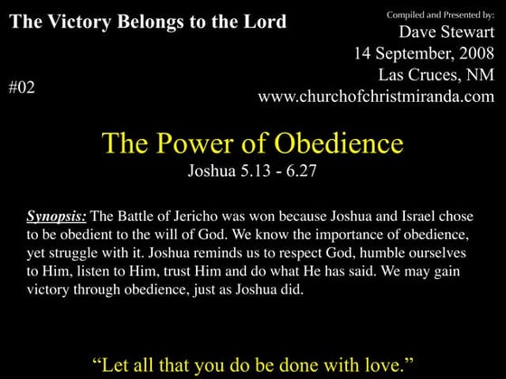 15 September 2013: "Letting God control and trust in His plans" (Joshua ...