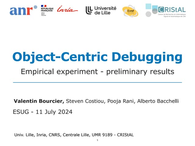 Object-Centric Debugging: Empirical experiment - preliminary results | PPT Object-Centric Debugging: Empirical experiment - preliminary results | PPT
