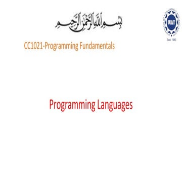 Programming Languages Intriduction to C++ programming | PPSX