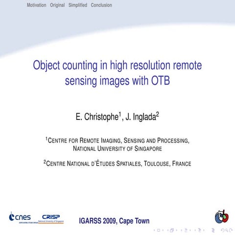 Object counting in high resolution remote sensing images with OTB | PDF