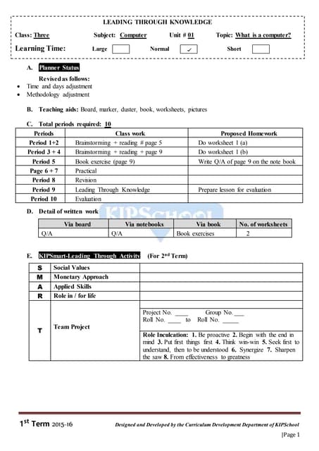 Lesson plan Output Devices | PDF