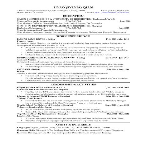 Resume for Linkedin | DOCX