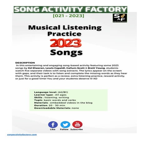 2023 Musical Listening Practice with Ed Sheeran, Calum Scott, Lewis ...