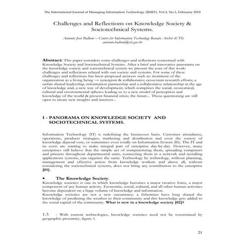 Challenges and Reflections on Knowledge Society & Sociotechnical ...