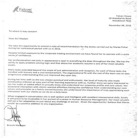 Falcon Electronic Reference Letter | PDF