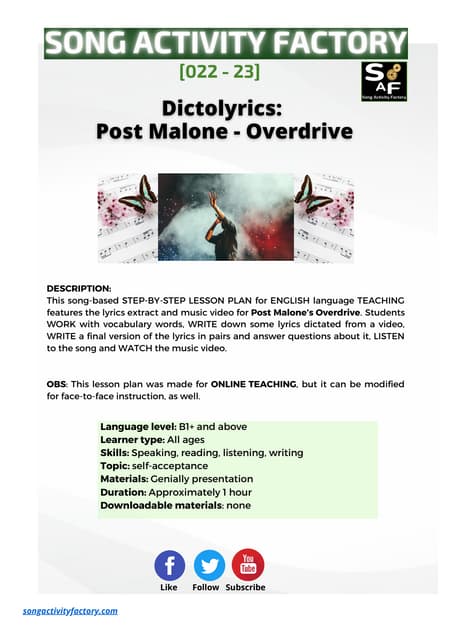 REVIEWING VERB TENSES WITH SONGS: SONG PIECES! (TEACHING WITH SONGS) | PDF