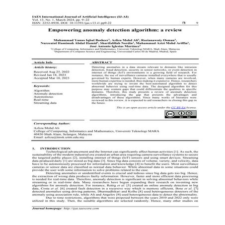 Empowering Anomaly Detection Algorithm A Review Pdf