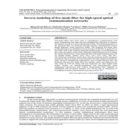 Inverse modeling of few-mode fiber for high-speed optical communication ...