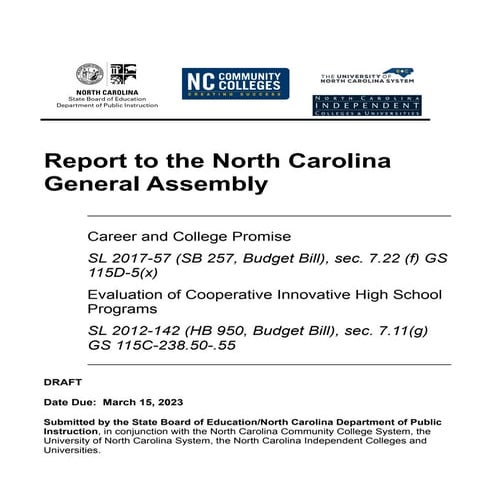 Report to the North Carolina General Assembly | PDF