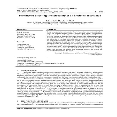 Parameters affecting the selectivity of an electrical insecticide | PDF
