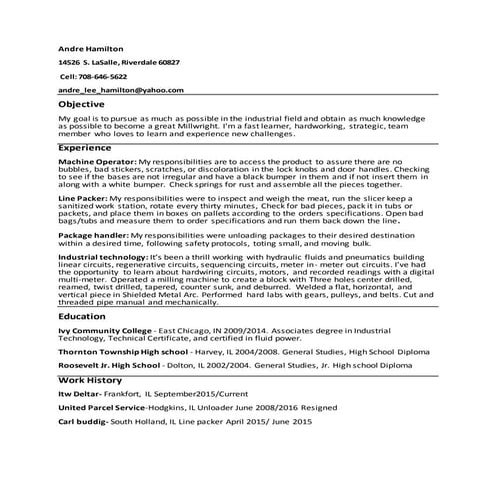 Andre Hamilton resume | PDF