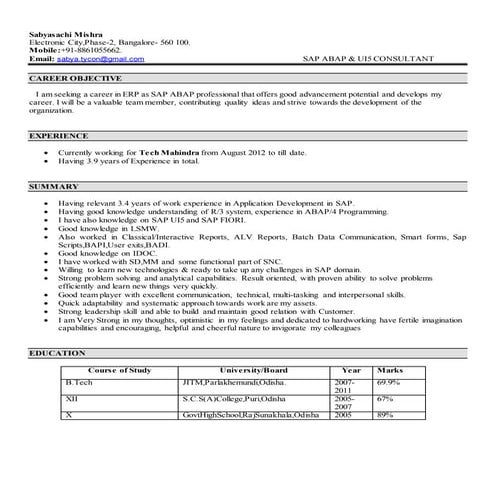 Sabya_ABAP_UI5_FIORI | DOCX