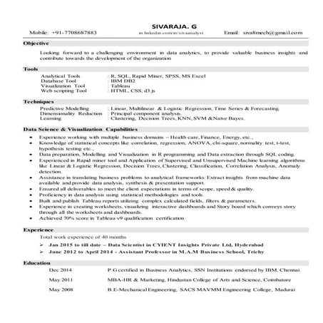 Resume - Siva (U) | PDF