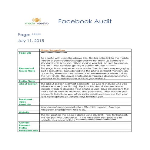 Facebook Audit Sample | PDF