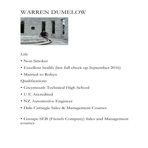 WARREN DUMELOW | PDF | Business | Business and Finance