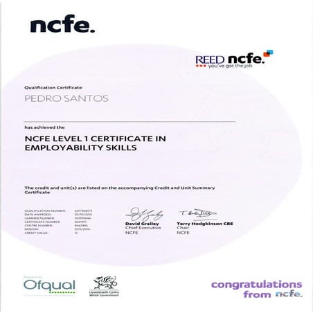 ncfe Certificate | PDF