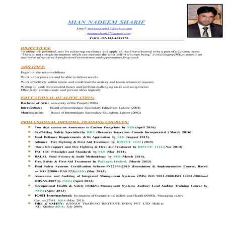 MIAN NADEEM SHARIF CV | DOCX