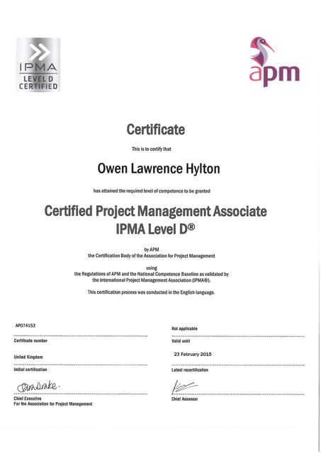 APMP Certificate with seal | PDF