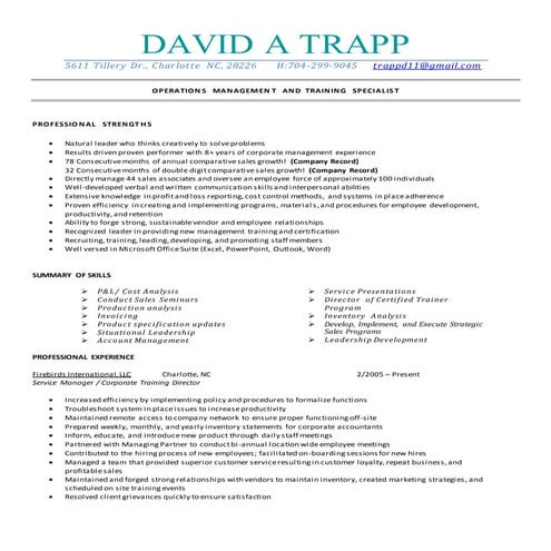 David A Trapp Resume | DOCX