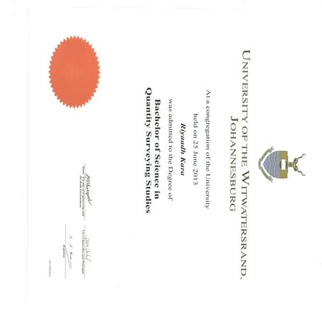 R.Kara BSc QS Wits | PDF