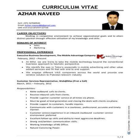 Azhar Naveed Awan cv Dubai | DOCX