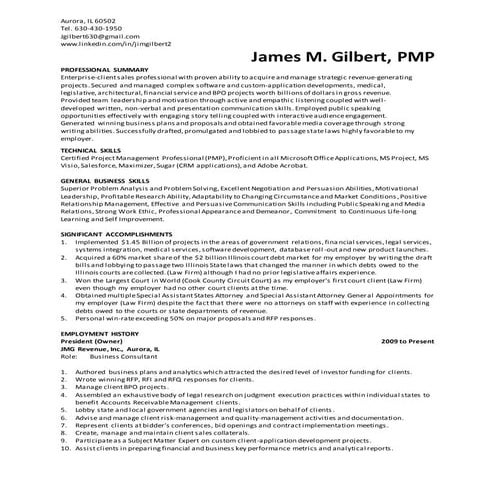 James Gilbert Jan 5 2017 Project Development Resume | PDF