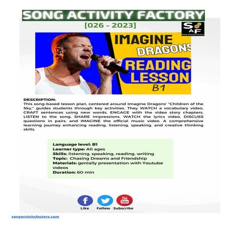 Children of the Sky: Reading Activity Through Amazing Song by Imagine ...