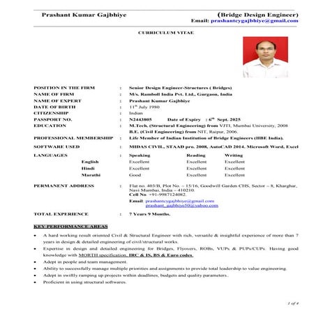 Prashant - CV simple format | PDF