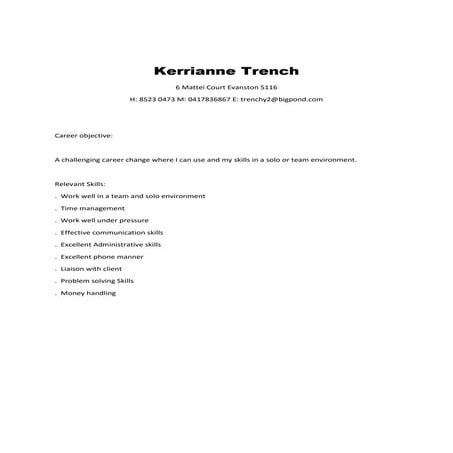 sue's resume 1 | RTF