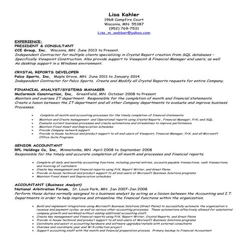 Lisa Kahler Resume | DOC