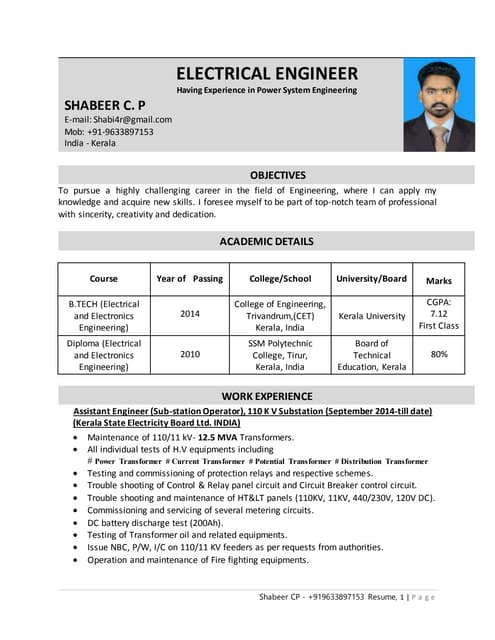 ELECTRICAL ENGINEER CV