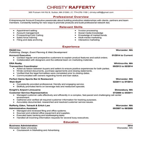 Christy A Rafferty Updated Resume | PDF | Marketing and Advertising ...