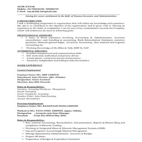 Alok-Resume | DOCX | Business Accounting & Finance | Business