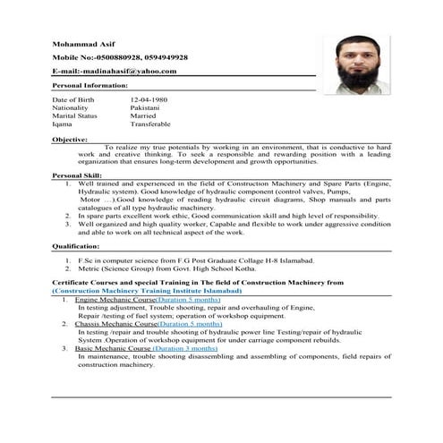 CV Asif | PDF