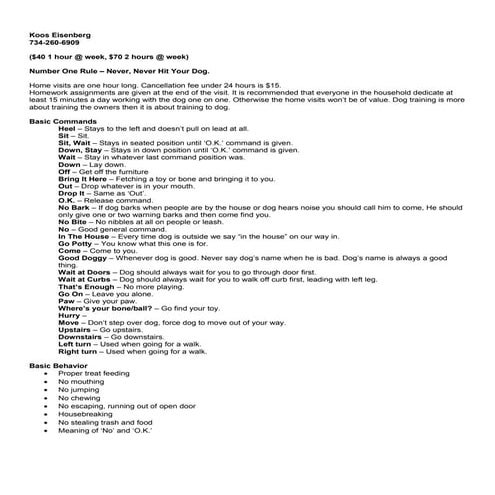 Basic Obedience Training for Dog | PDF