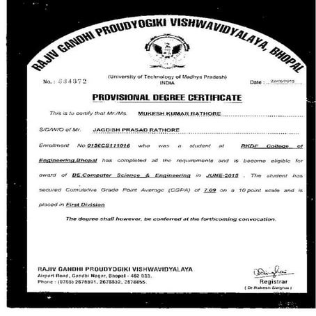 Provisional Certificate | PDF