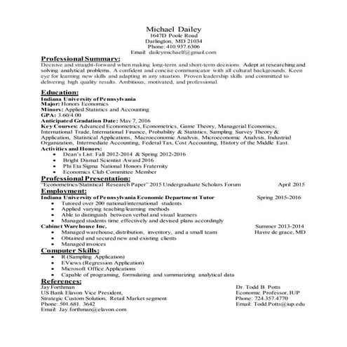Michael Francis Dailey Resume | DOCX