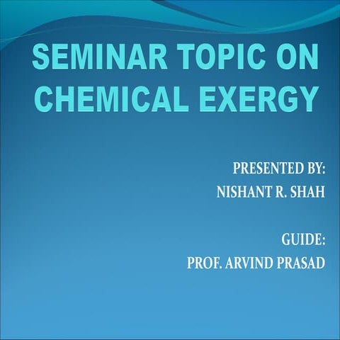 Seminar Topic on Chemical Exergy | PPT