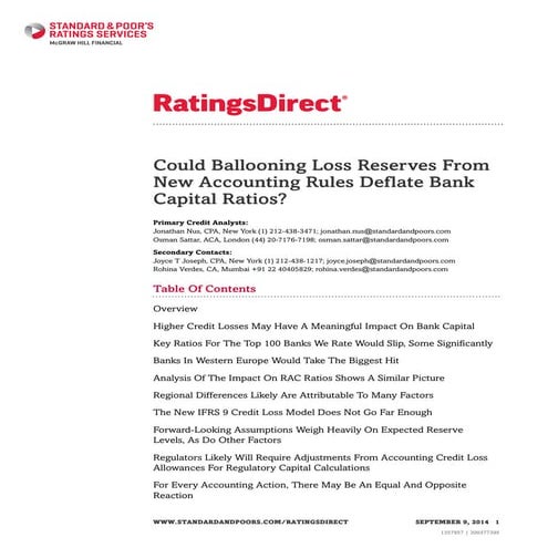 Could Ballooning Loss Reserves From New Accounting Rules Deflate Bank Capital Ratios | PDF
