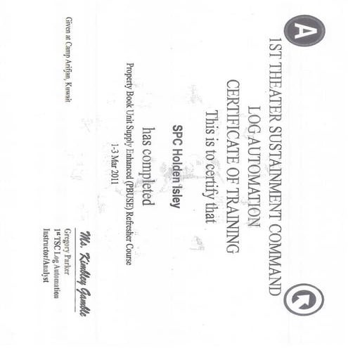 HOLDEN ISLEY PBUSE CERTIFICATE | PDF