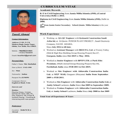 Tausif new cv | PDF
