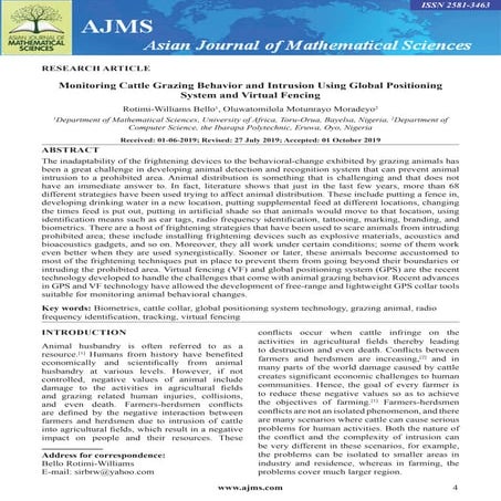 Monitoring Cattle Grazing Behavior And Intrusion Using Global Positioning System And Virtual