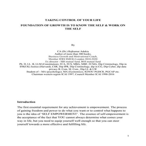 Taking control of our life | PDF