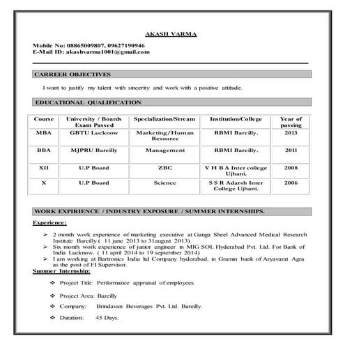 akash new cv 2014 | DOCX