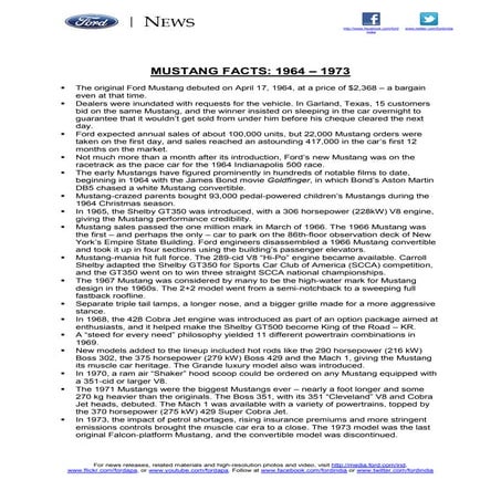 Ford Mustang Background Facts | PDF