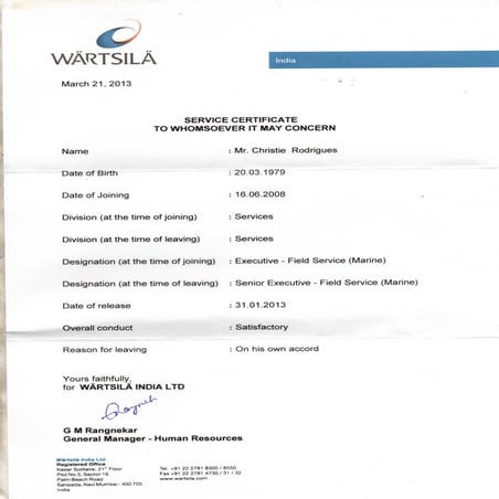 Wartsila India cert | PDF