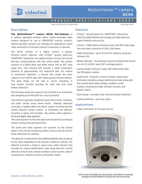 03 outdoor pcam specification sheet | PDF