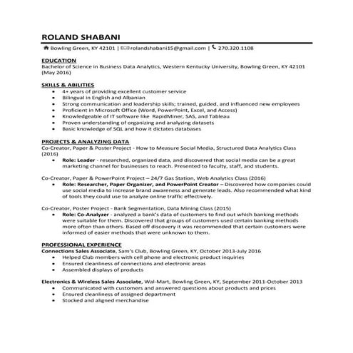Officle Resume Roland Shabani | PDF