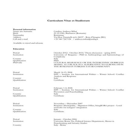 CV Andreea Mihai (English) | PDF