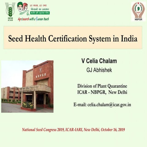 Indian Minimum seed certification standards: Field and Seed Standards for Agriculture and ...